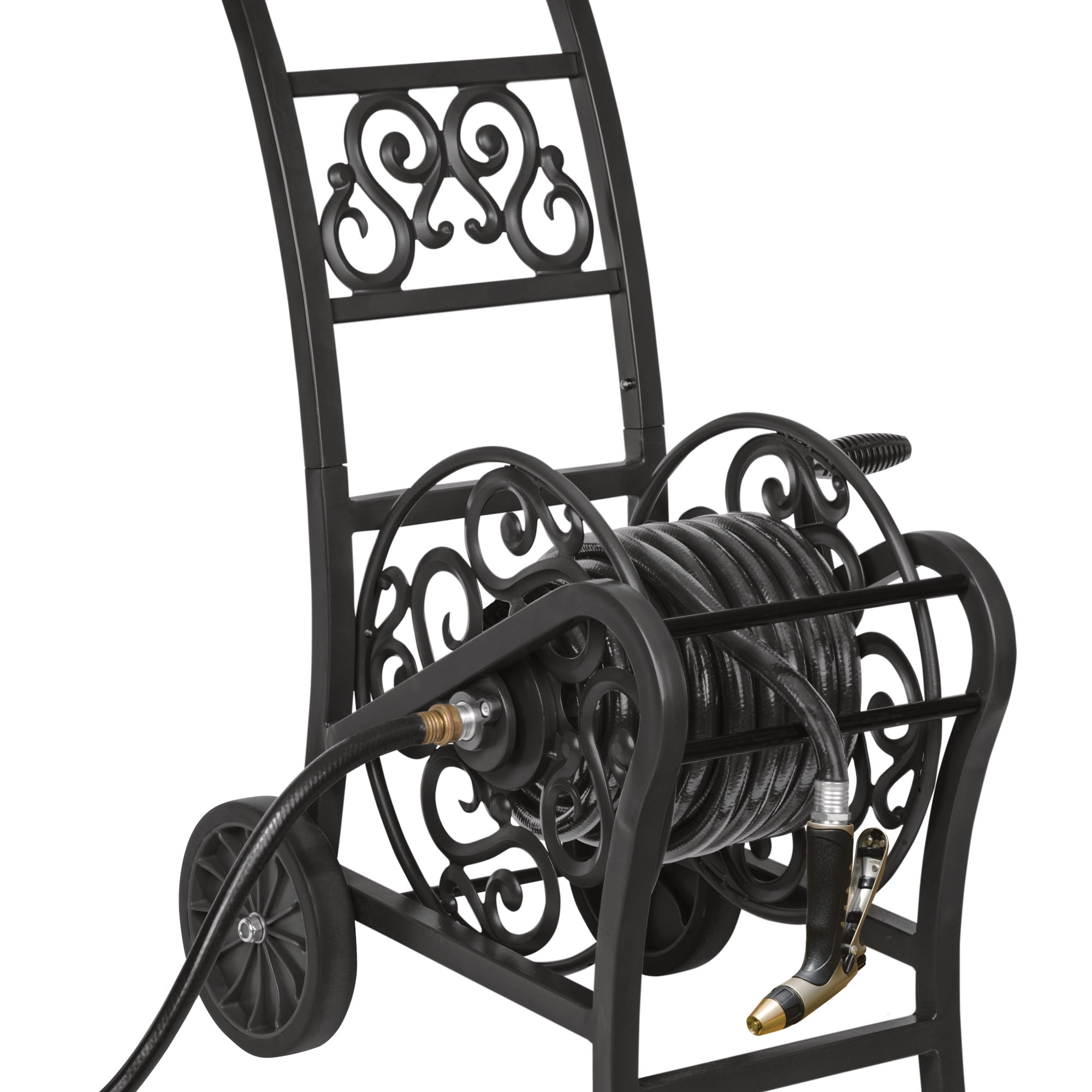 Suncast Elite Metal Decorative Hose Cart 200 ft., Powder Coated Steel ...