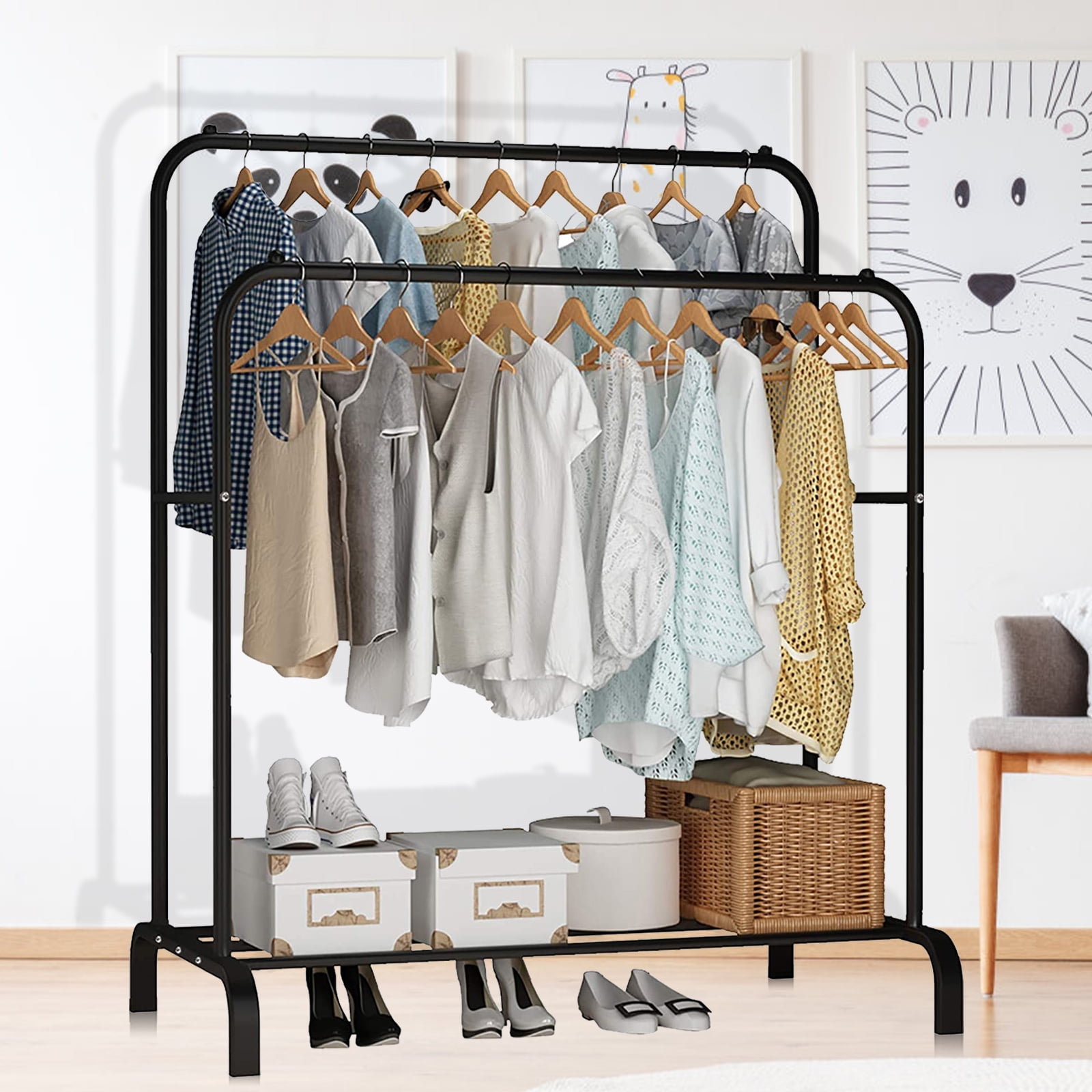 Clothes Rack,Double Rail Garment Rack,Clothes Hanging Rack Heavy Duty ...