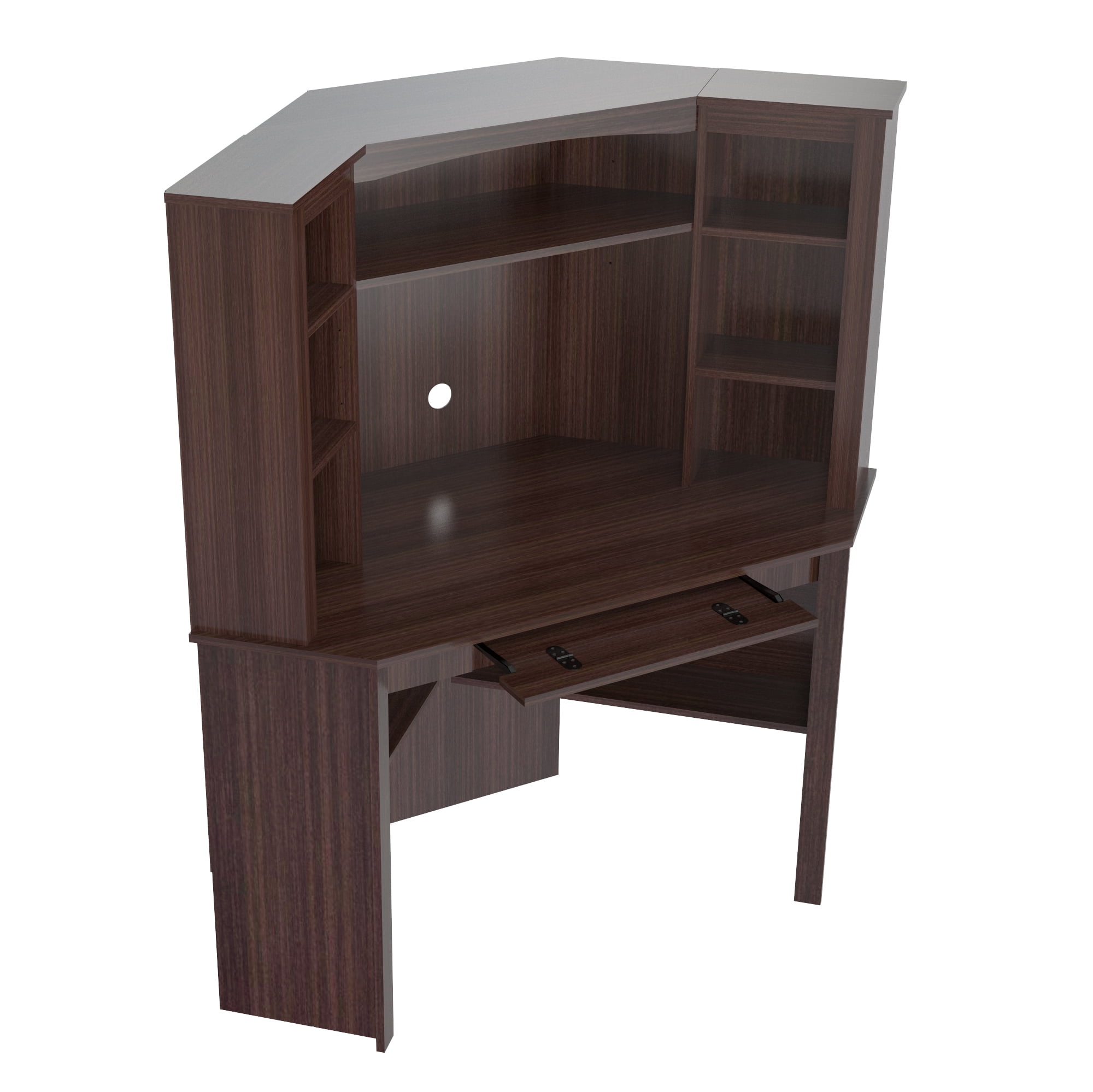 Inval VELVEDIERE Espresso Wengue Corner Workstation with Hutch ...