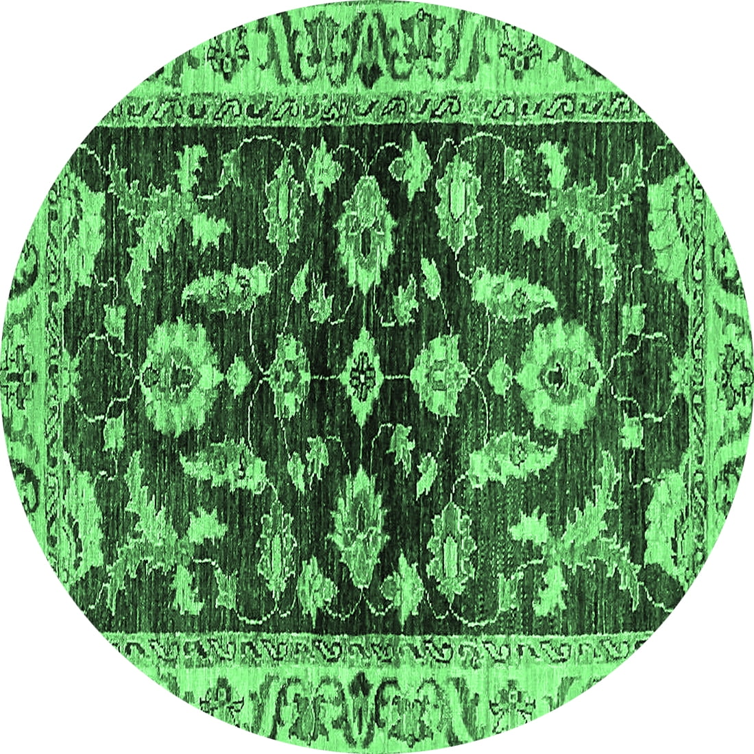 Ahgly Company Indoor Round Oriental Emerald Green Traditional Area Rugs ...