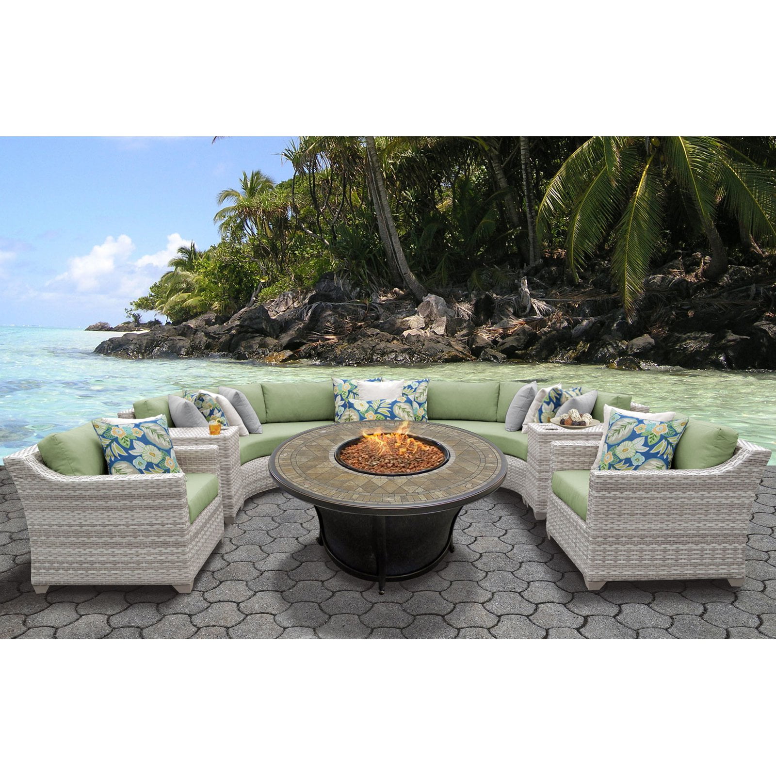 TK Classics Fairmont All-Weather Wicker 8 Piece Balmoral Fire Pit ...