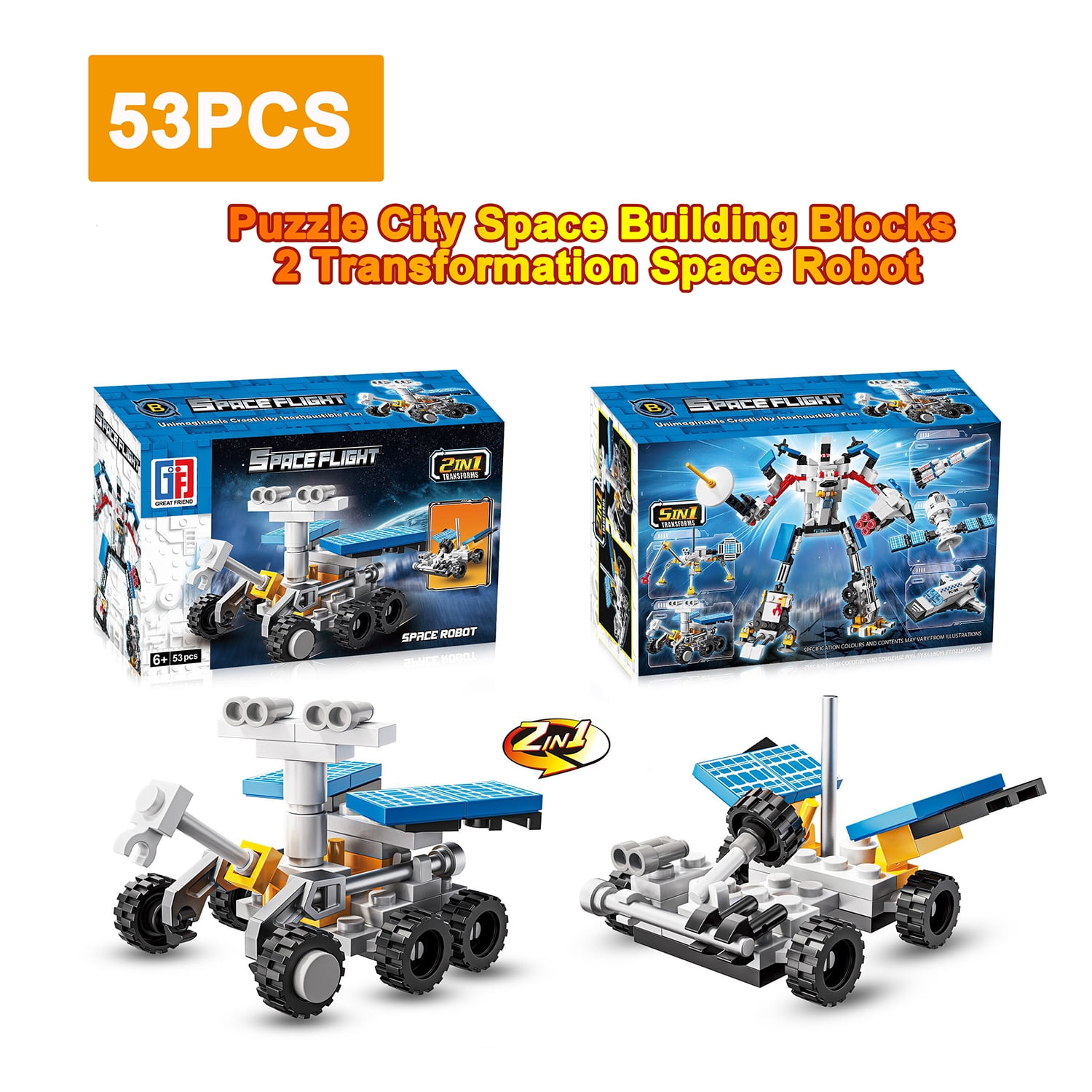 256pcs 5 IN 1 Puzzle City Space Building Blocks, Space Rocket ...