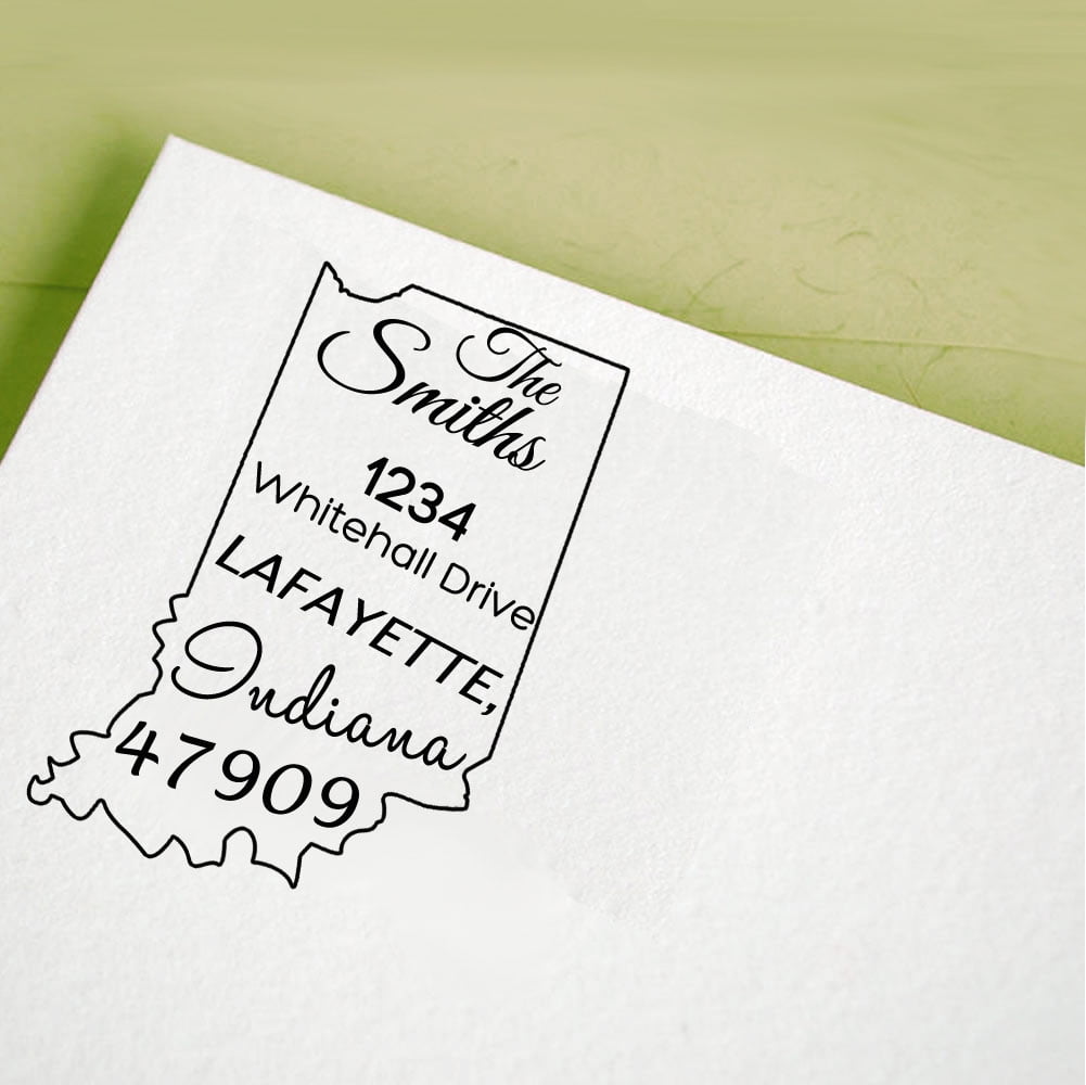 Indiana State Map Self Inking Stamps Custom Return Address Stamp ...