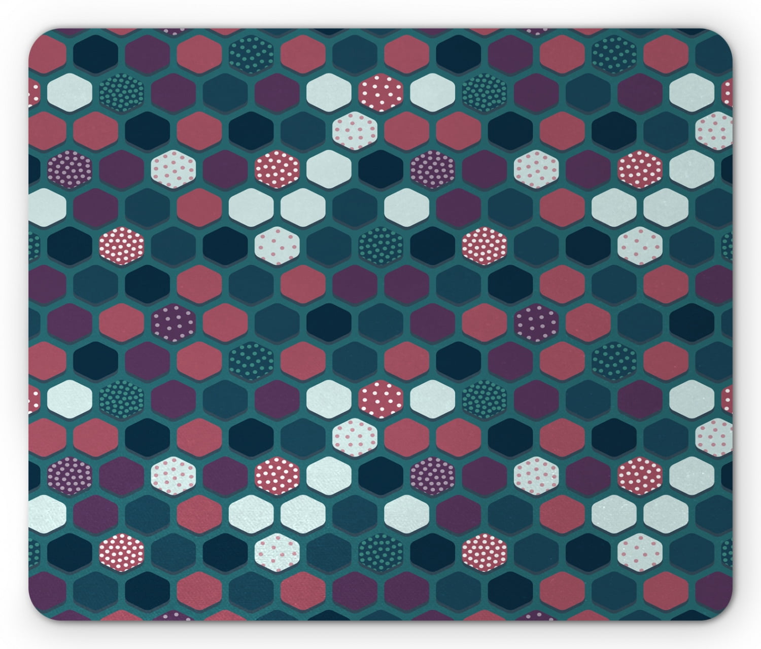 Geometric Mouse Pad, Vibrant Hexagon Shapes with Ornamental Polka Dots ...