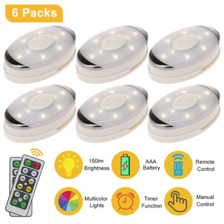 6Pcs White Oval LED Light Single Color Key & Remote Control 10 ...