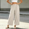 COMVALUE Wide Leg Capri Pants Women High Waist Cotton Flowy Pleated ...