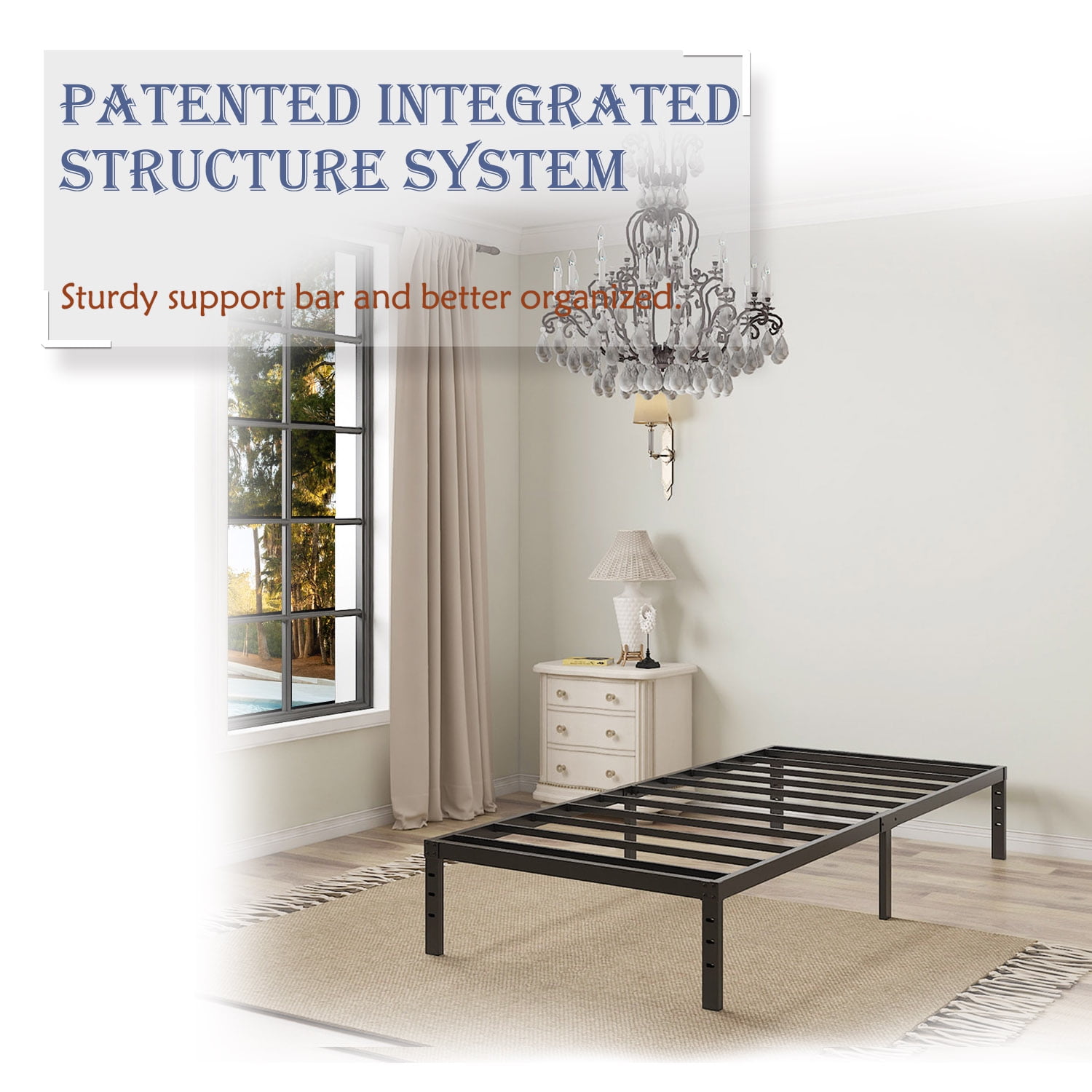 QFTIME 14" Twin Metal Bed Frame with Steel Slats,Heavy Duty Mattress ...