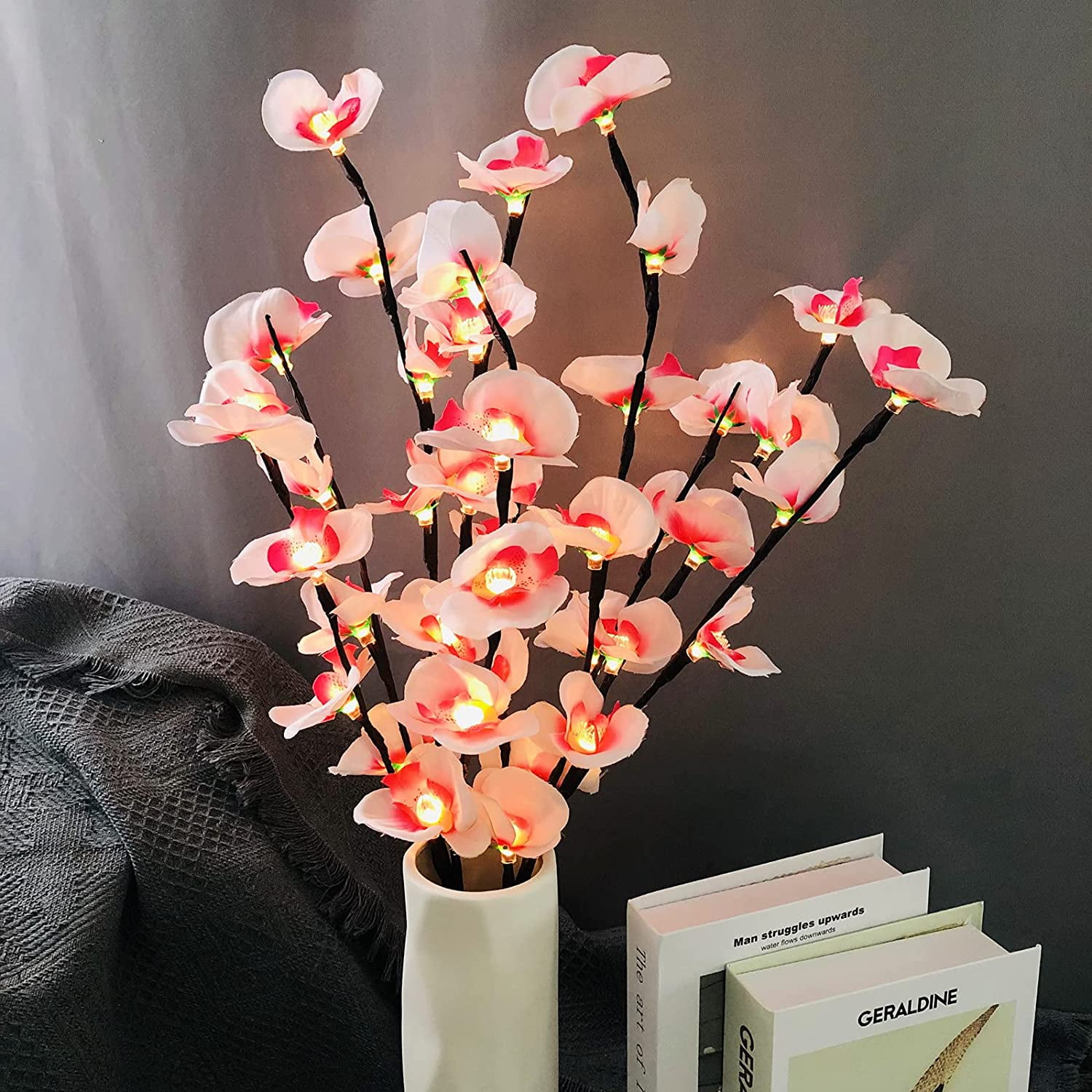 Artificial Orchid Branches Lights,2pcs Phalaenopsis Decorative Tree ...