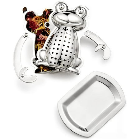 Best Utensils Cute Frog Tea Infuser Strainer With Drip Tray Food Grade ...