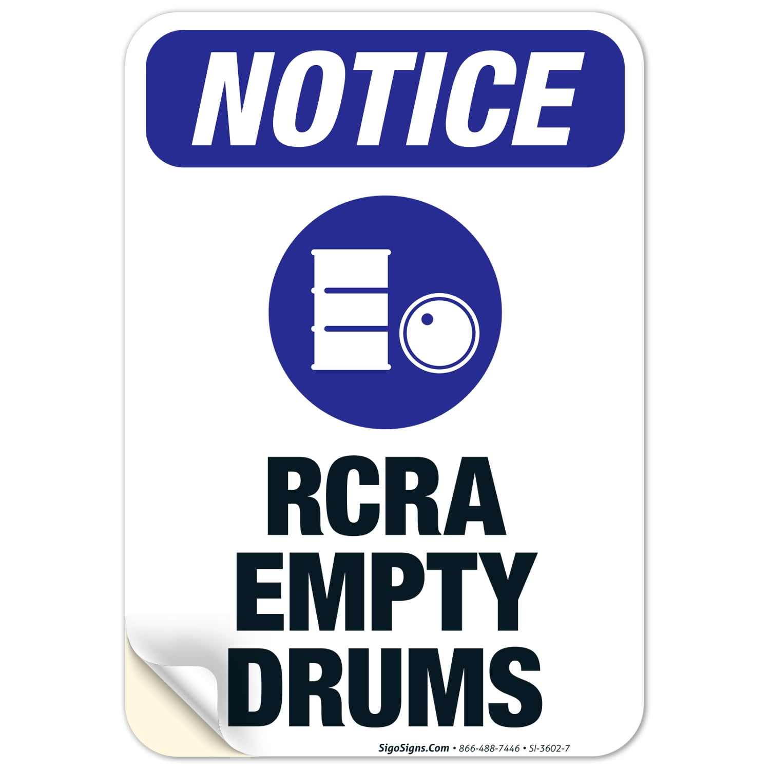 RCRA - Empty Drums Sign, OSHA Notice Sign, 10x7 Vinyl Sticker - Walmart.com