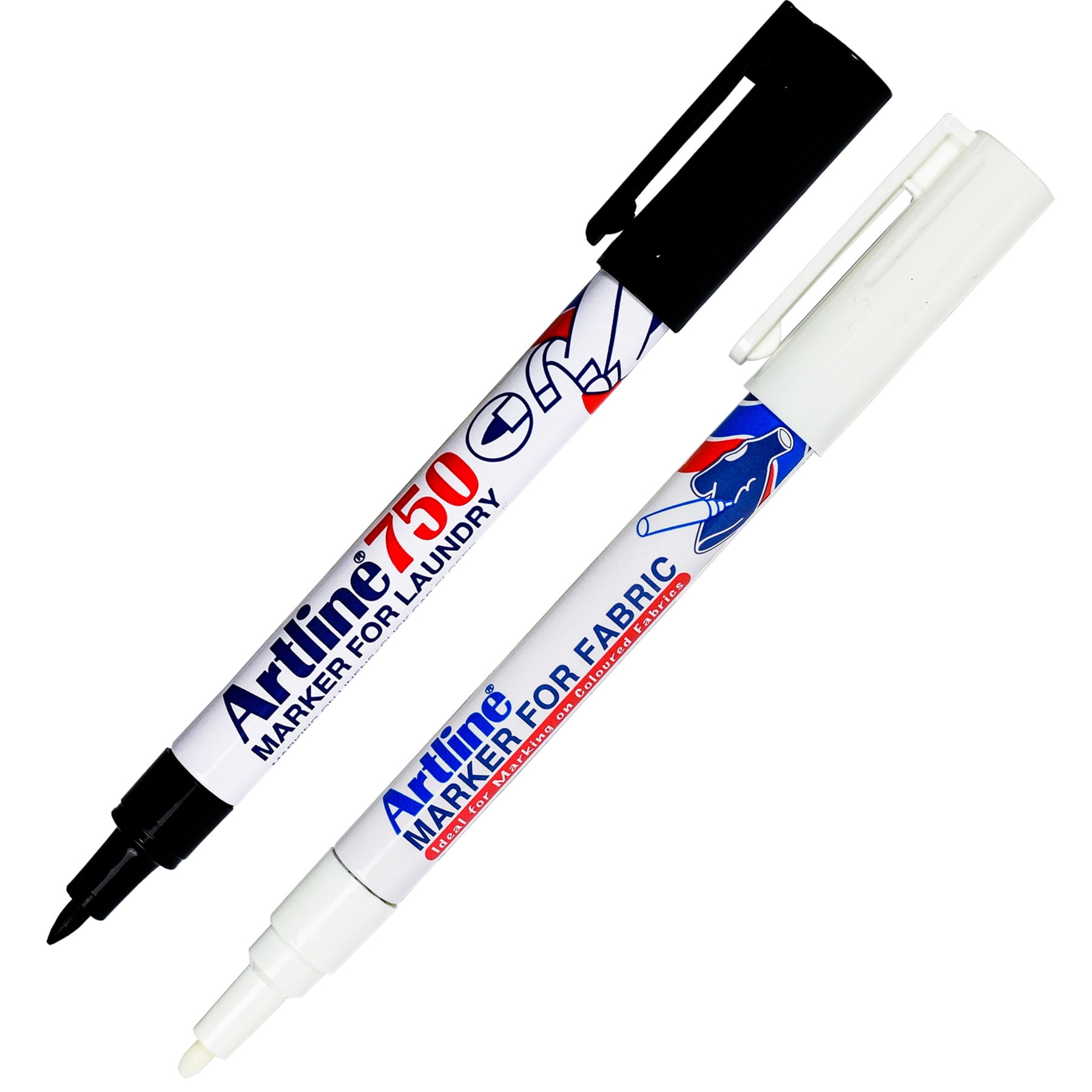 Artline 750 Black Laundry Marker & Artline EKC-1 White Fabric Marker ...