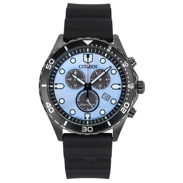 Citizen Eco-Drive Chronograph Polyurethane Strap Blue Dial AT2567-18L ...