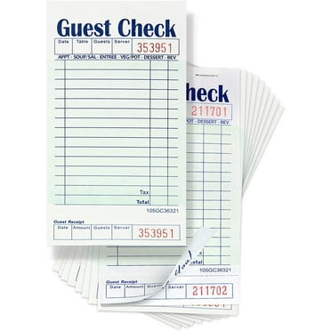 [250 Sheets] 3 Part Carbonless Guest Check Pads - Tan and White ...