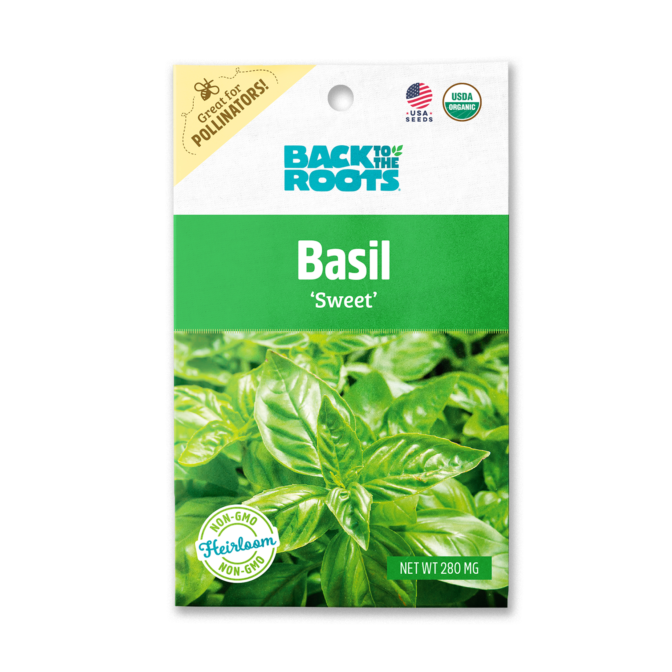 Back to the Roots Organic Sweet Basil Gardening Seeds, 1 Packet ...