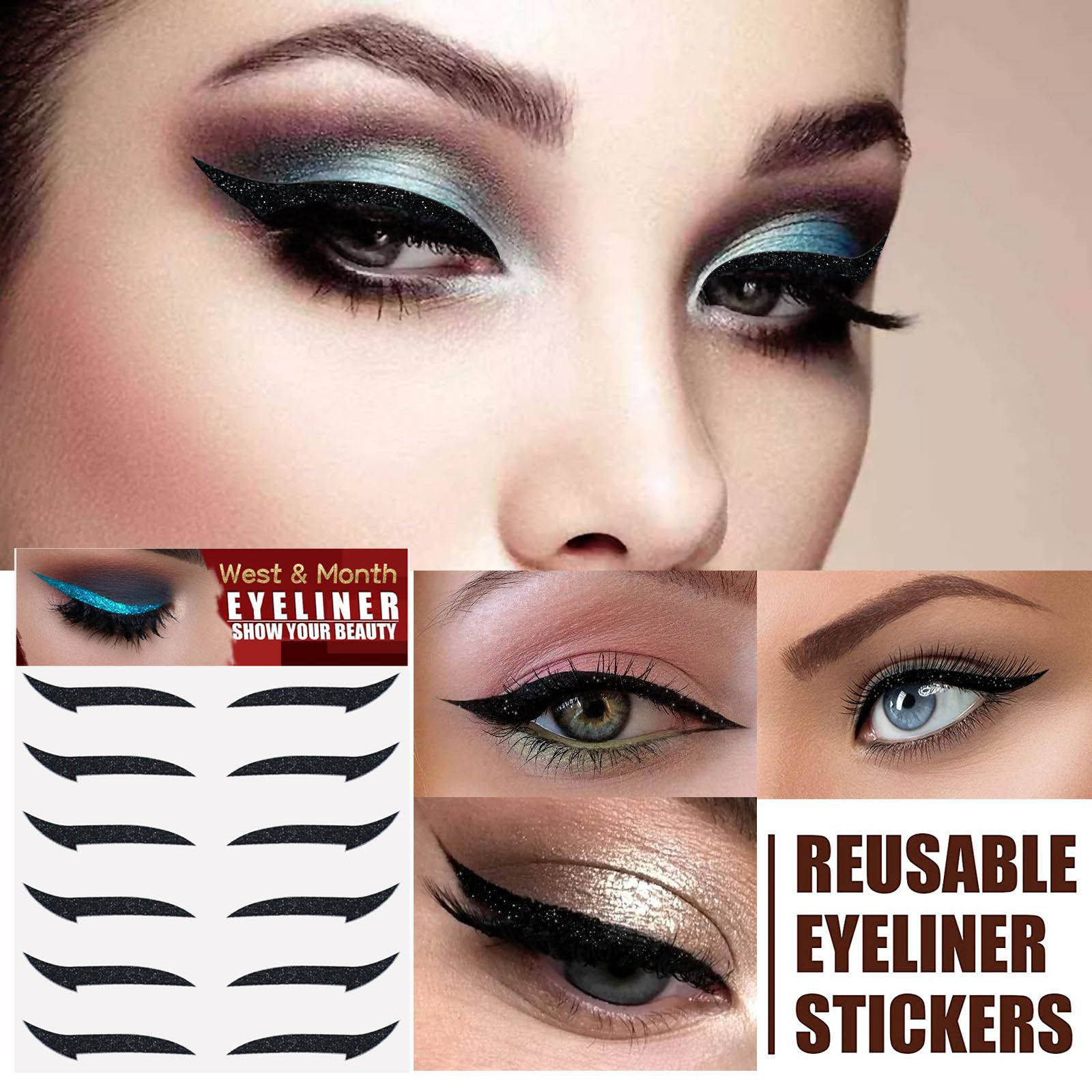 HIMIWAY 6Pcs Eye Makeup Stickers - Multicolor Double Eyelid Stickers ...
