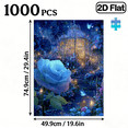 (1000pcs) Adult Mini Puzzles, with Blue Rose Night Dream Castle Design ...