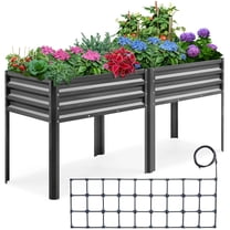 KING BIRD Raised Garden Bed with Irrigation System and Legs Galvanized ...