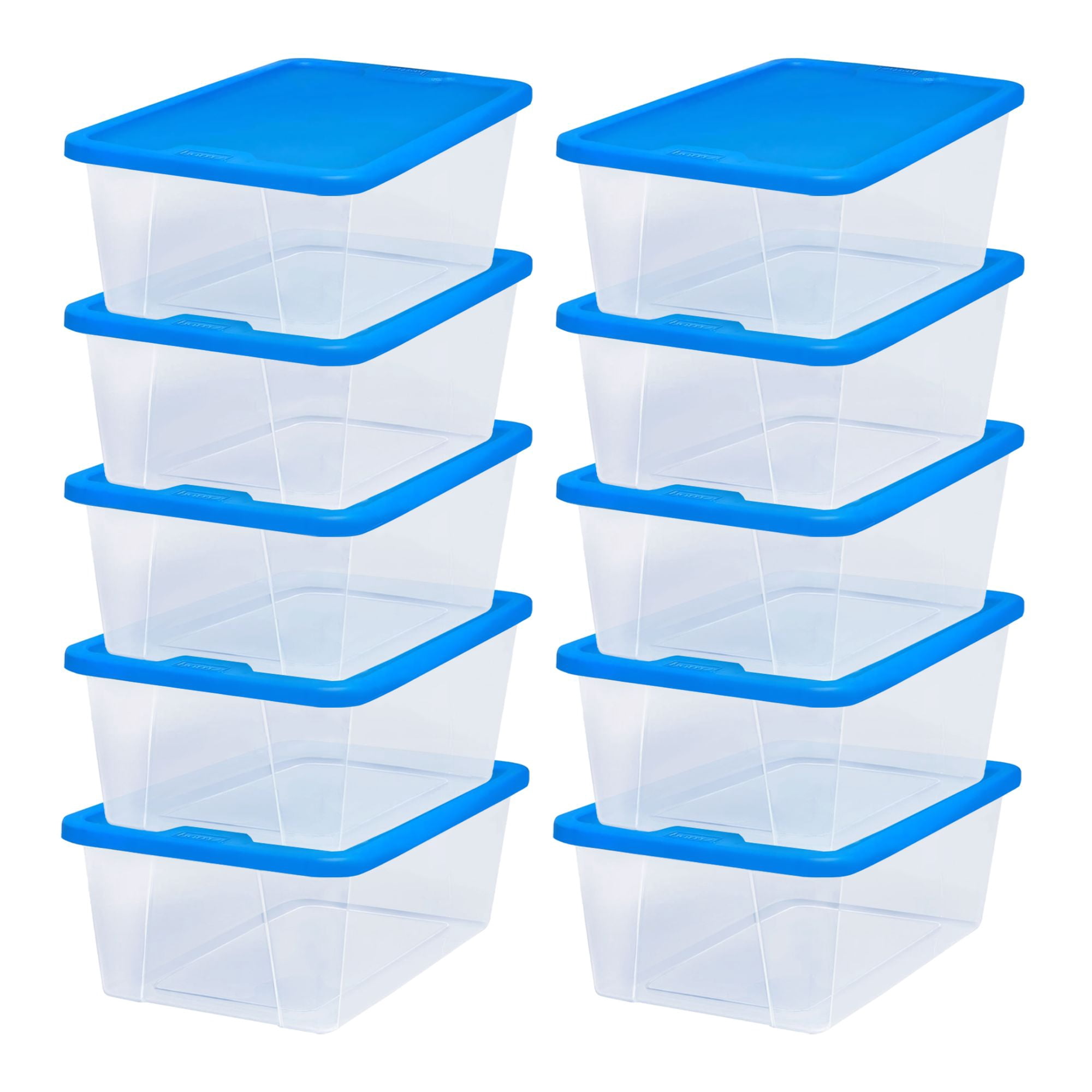 Open Box Homz Snaplock 6 Qt Stackable Storage Container w/ Lid, Blue ...