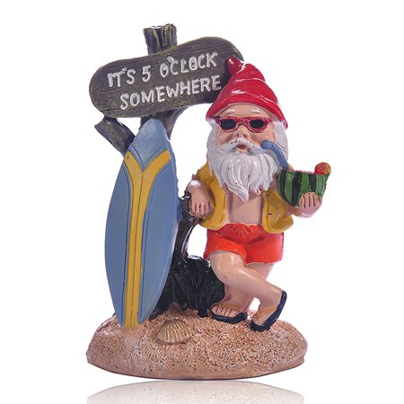 HUSERYT Outdoor Garden Statue, Garden Gnome, Surfing Gnome ...