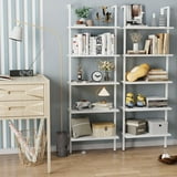 Ladder Shelf White Wooden Open Bookshelf 5-Tier Wall-Mounted Wood Rack ...