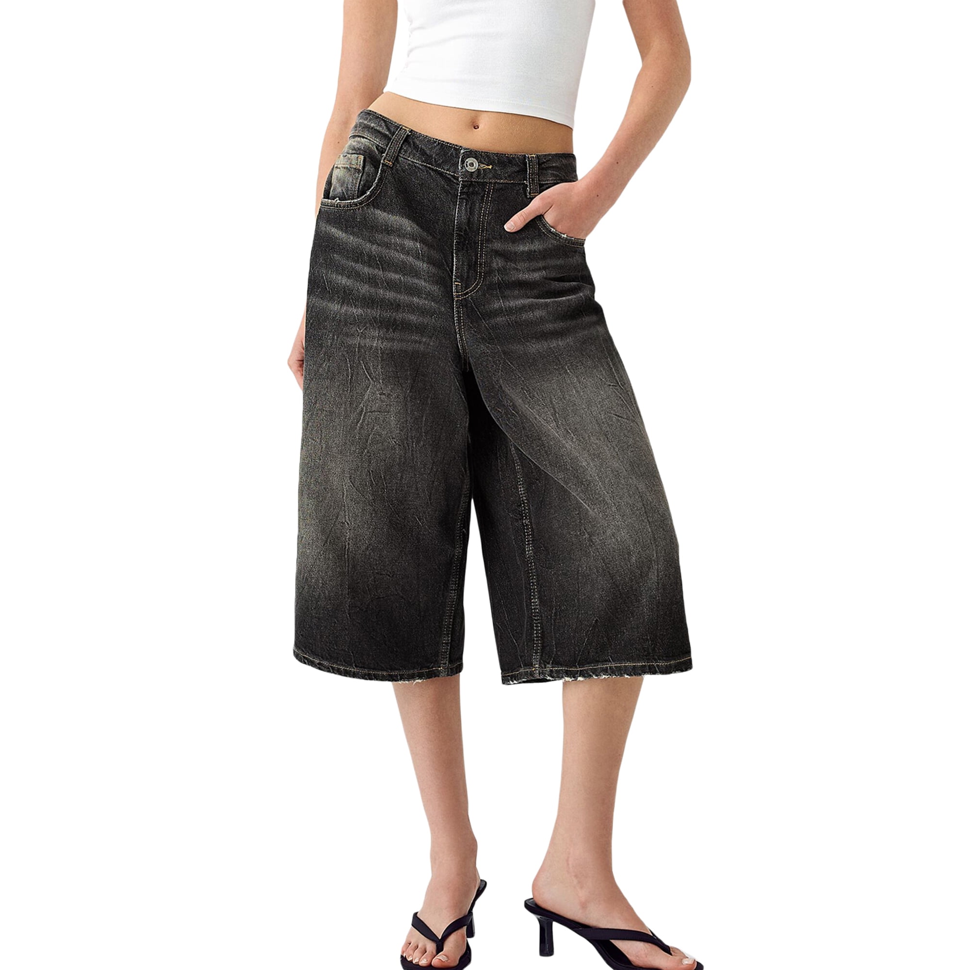 Click here for Gupgi Women Capri Pants Low Waist Denim Pants Crop... prices