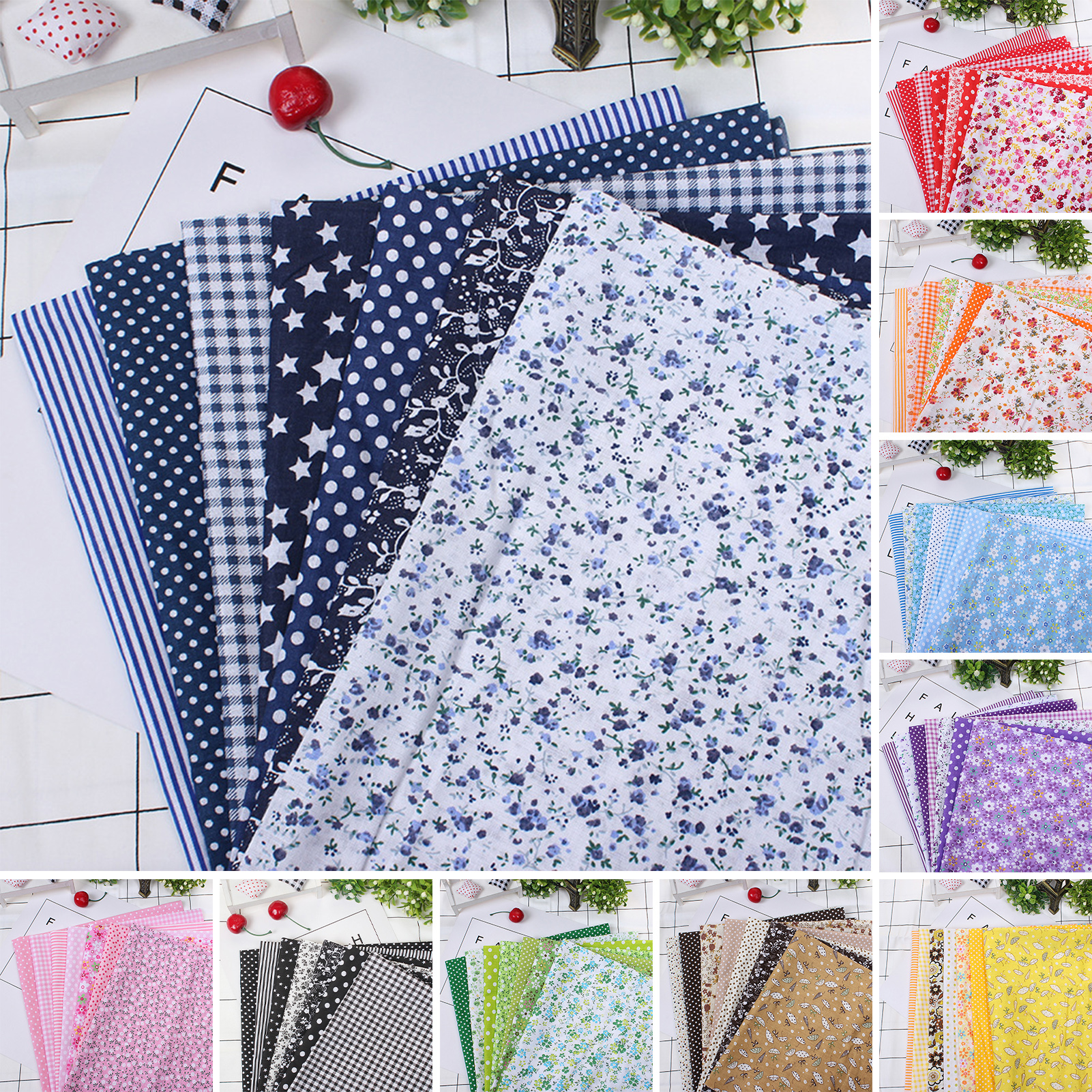 Walbest 1 Set Patchwork Cloth Square DIY Cotton Flower Pattern Sewing ...