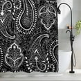 Abstract Floral Shower Curtains for Bathroom, Ethnic Black White ...