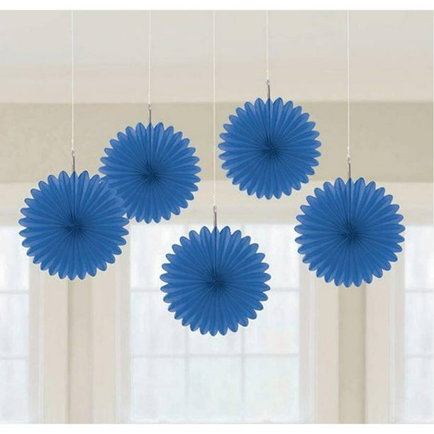 Royal Blue Mini Hanging Fan Decoration (5 Count) - Walmart.com