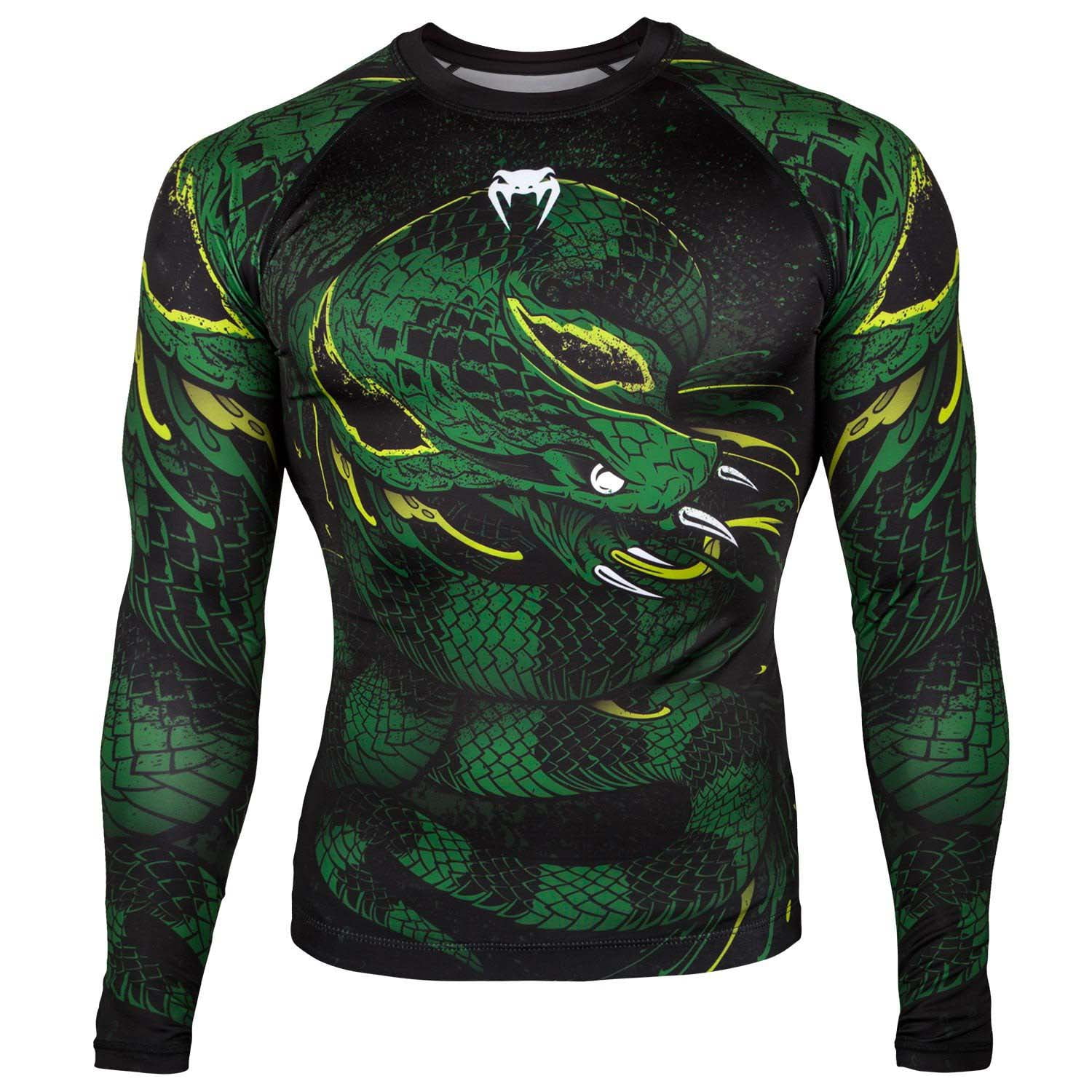 Venum Men's Green Viper Long Sleeve Rash Guard MMA BJJ Black/Green ...