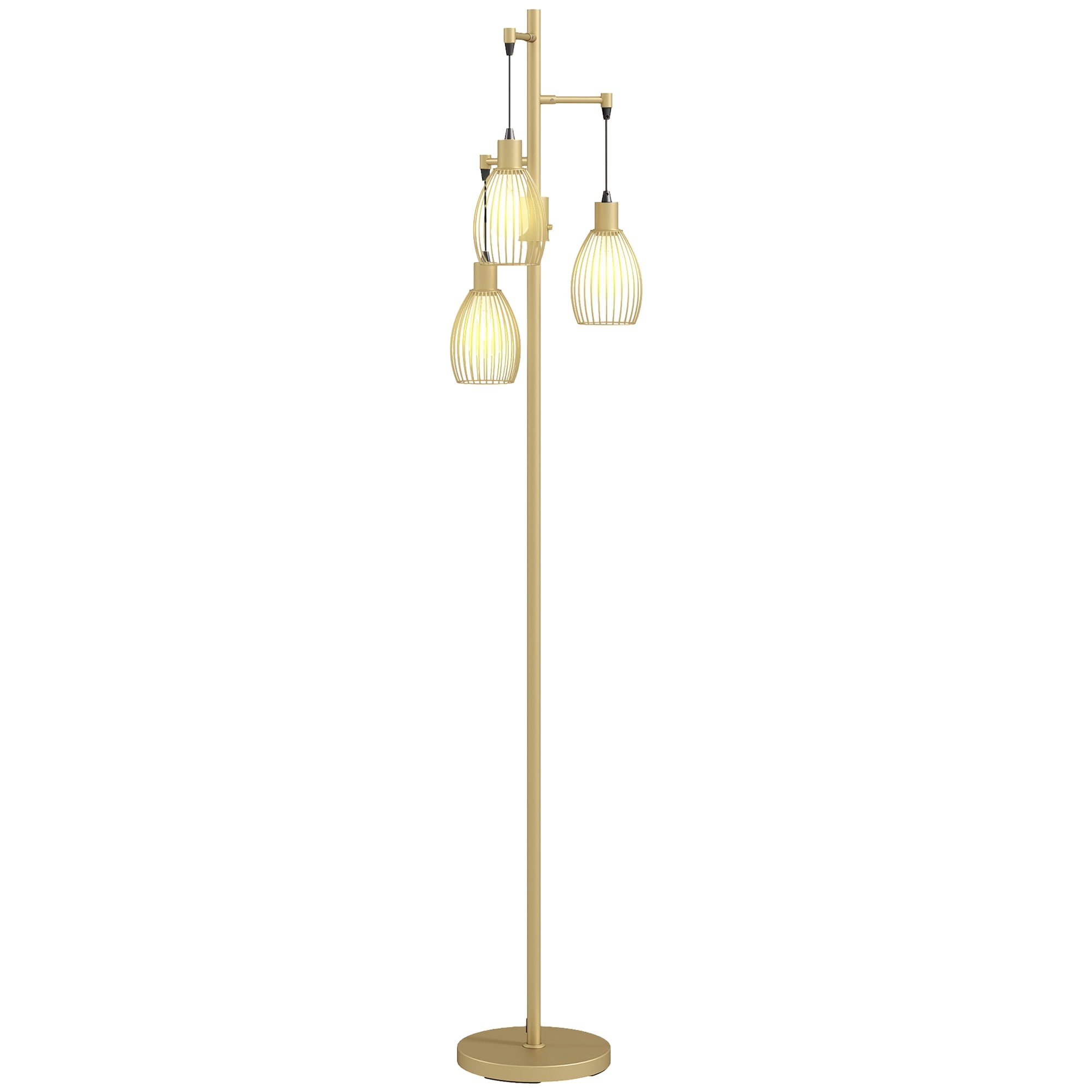 Click here for Homcom Industrial Floor Lamp With 3 Hanging Wire L... prices