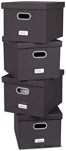 Collapsible File Storage Organizer With Lid - Decorative Linen Filing ...