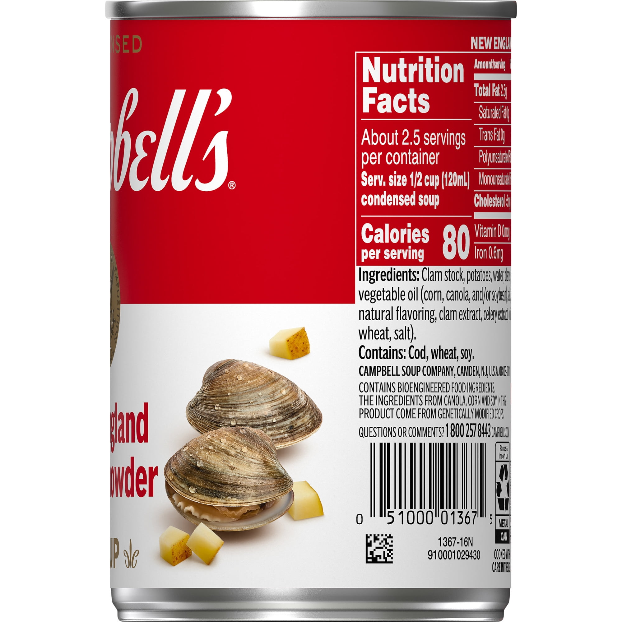 Campbell S New England Clam Chowder Nutrition Label | Besto Blog