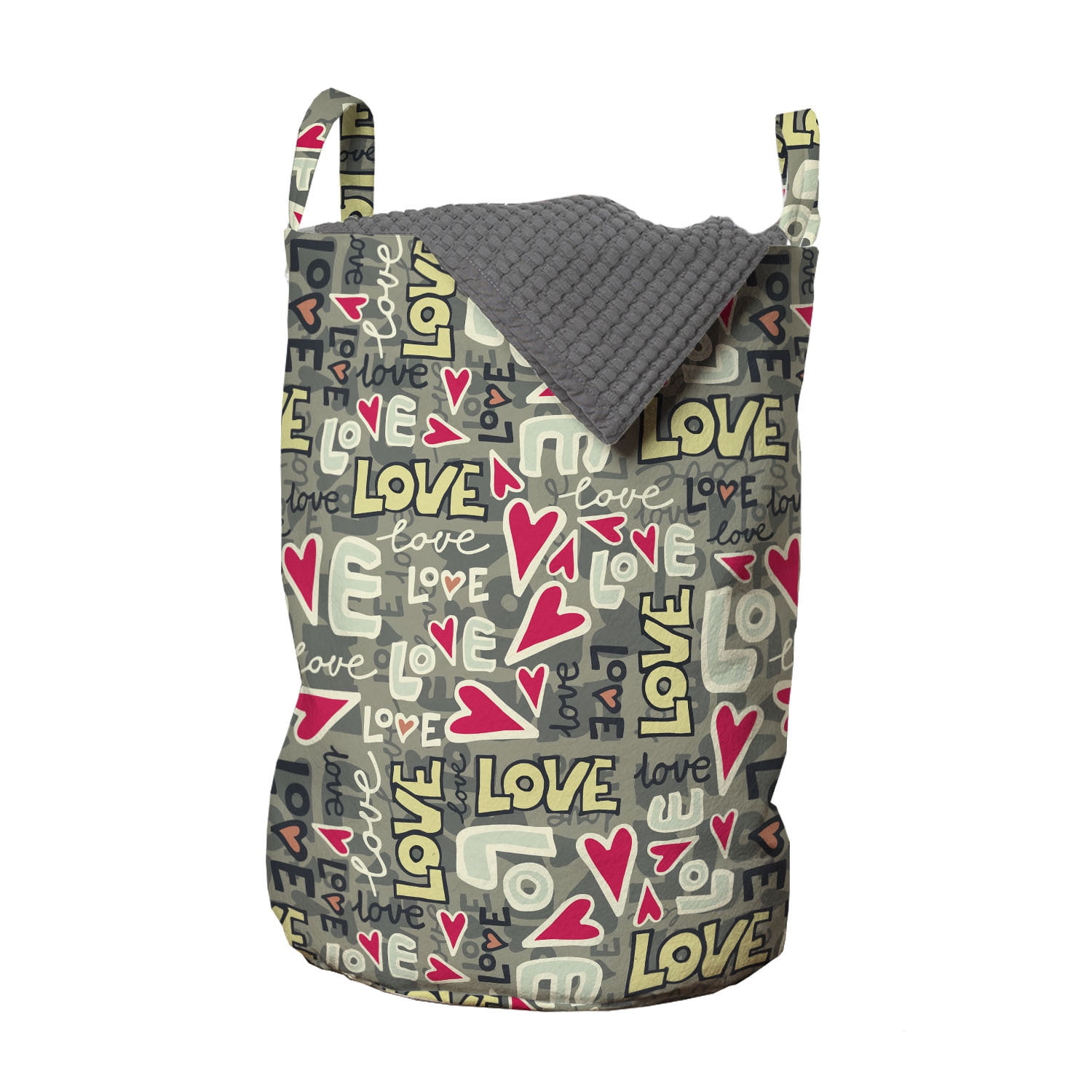 Love Laundry Bag, Retro Colors Graffiti Style Texts Design Hearts ...