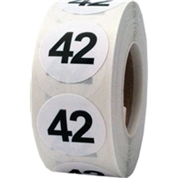 Circle Dot Number 42 Stickers | 0.75" Inch Round | 500 Pack - Walmart ...