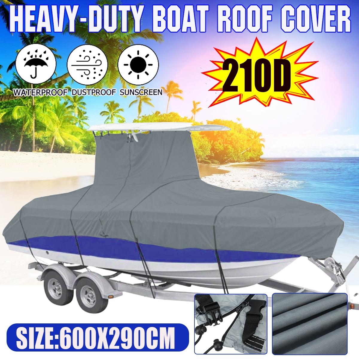 210D Heavy Duty Center Console T-Top Waterproof Boat Cover Replacement ...