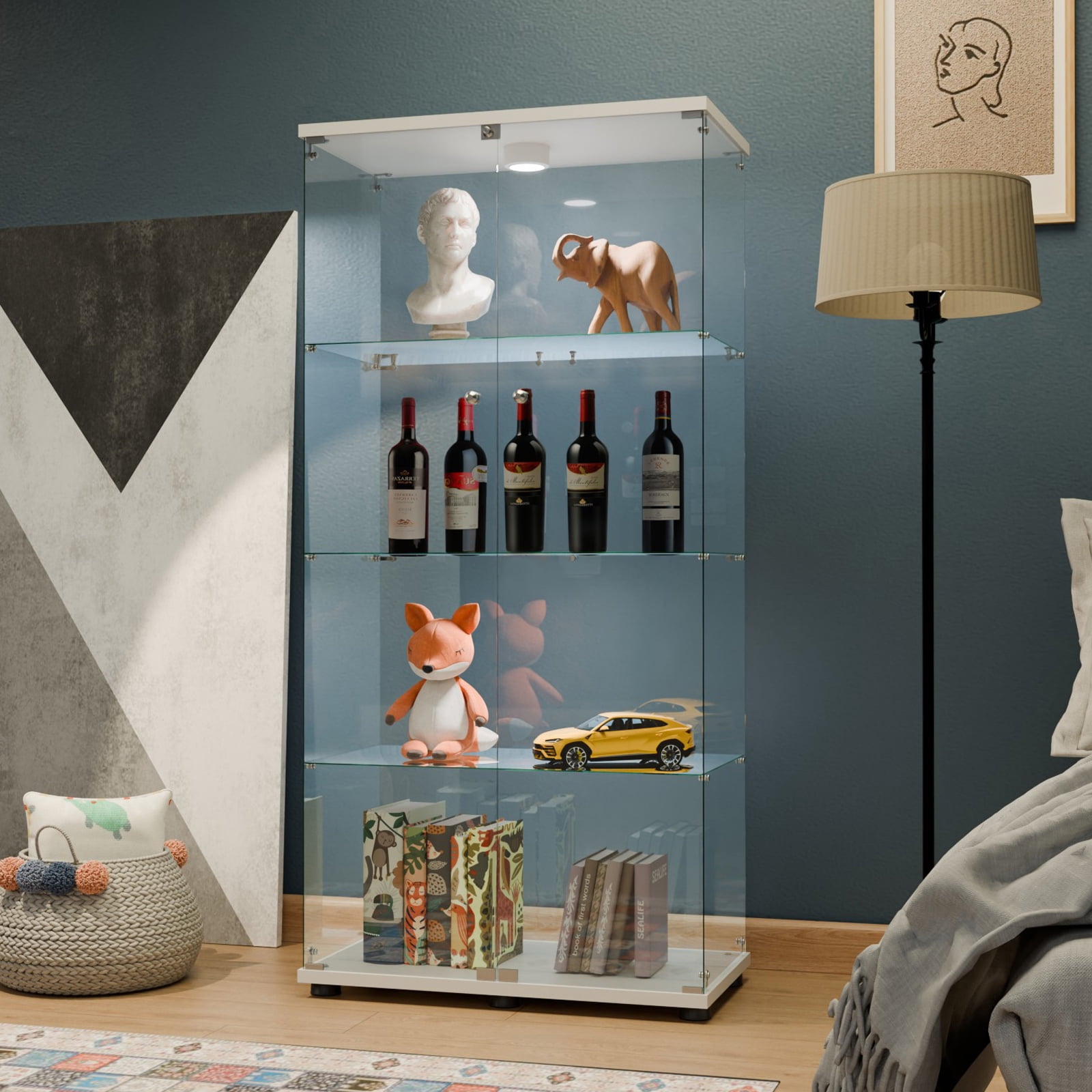 Click here for Noble House Led Lights Glass Display Cabinet 4 She... prices