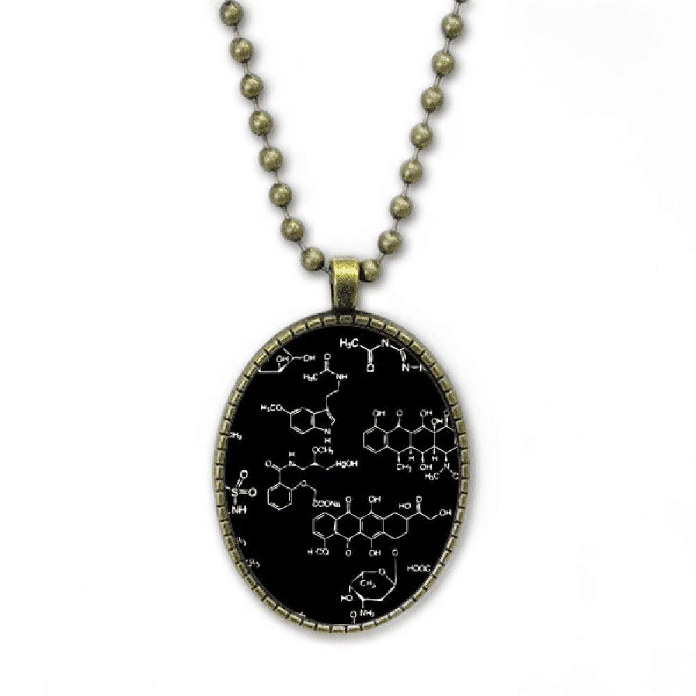 Black Checal Molecular Structure Illustration Necklace Vintage Chain ...