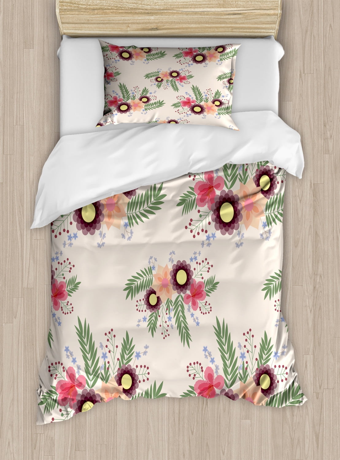 Aster Duvet Cover Set Twin Size, Coming of the Spring Themed Blossoming ...