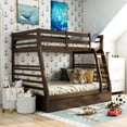 Furniture of America Luke Wood Bunk Bed with Drawers, Twin/Full, Walnut ...