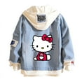 Hello Kitty Denim Jacket Hoodie Cute Sanrio Spring and Autumn Fashion ...