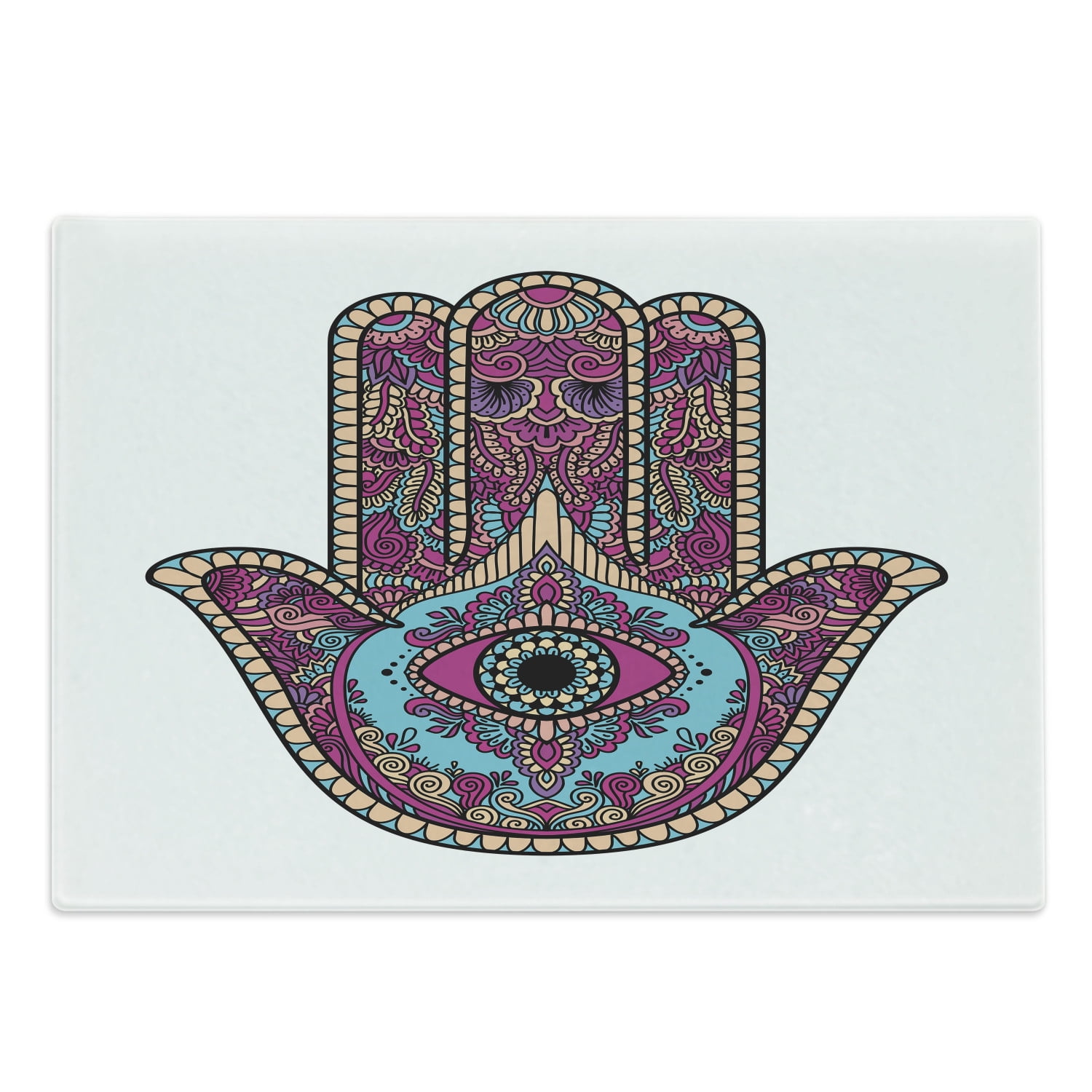 Hamsa Cutting Board, Doodle Zentangle Style Bohemian Old Fashioned ...