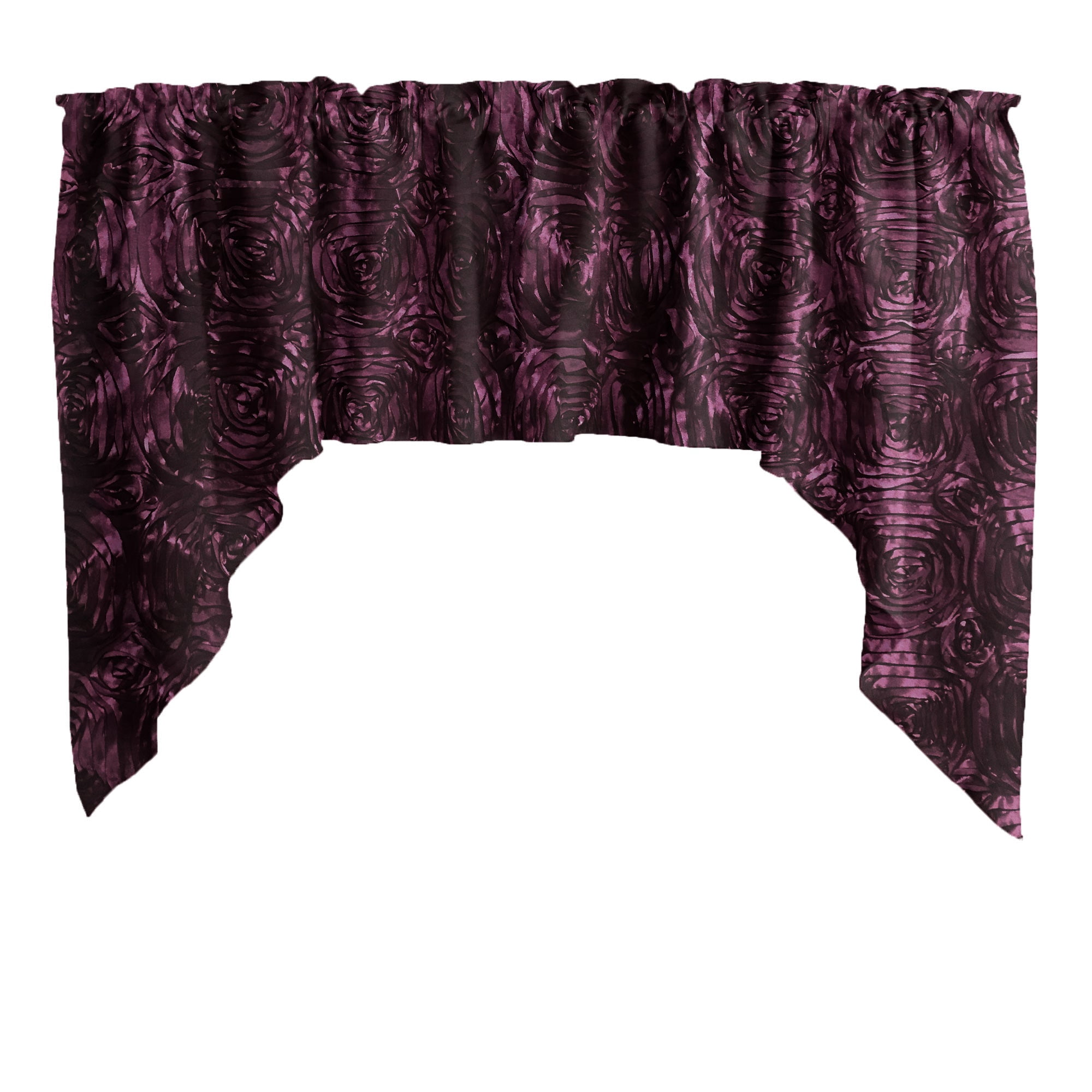 Rose Texture Satin Rosette Swag Window Valance 72" Wide / 36" Tall ...