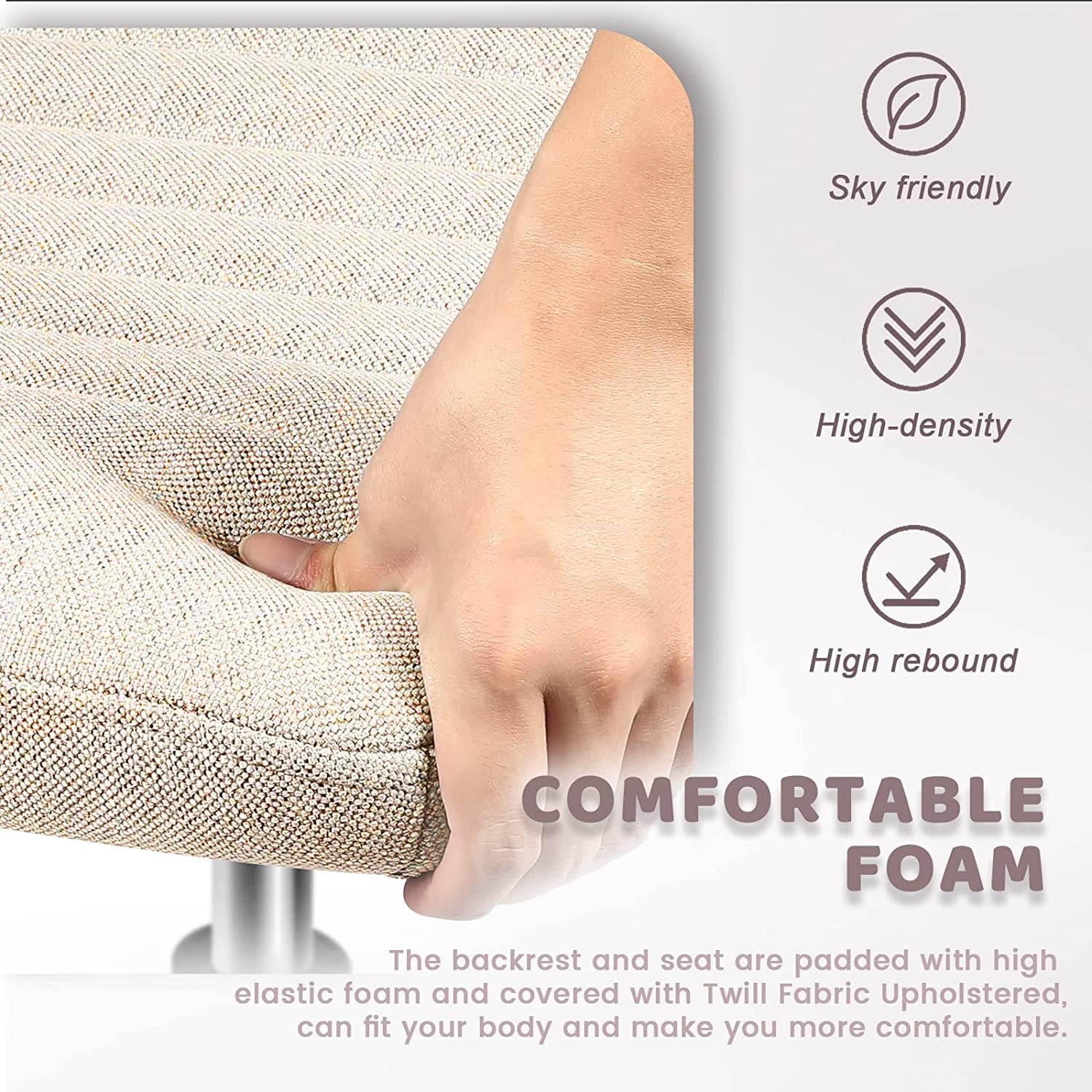 Buy Waleaf Armless Office Desk Chair No Wheels for Girl Women,Fabric ...