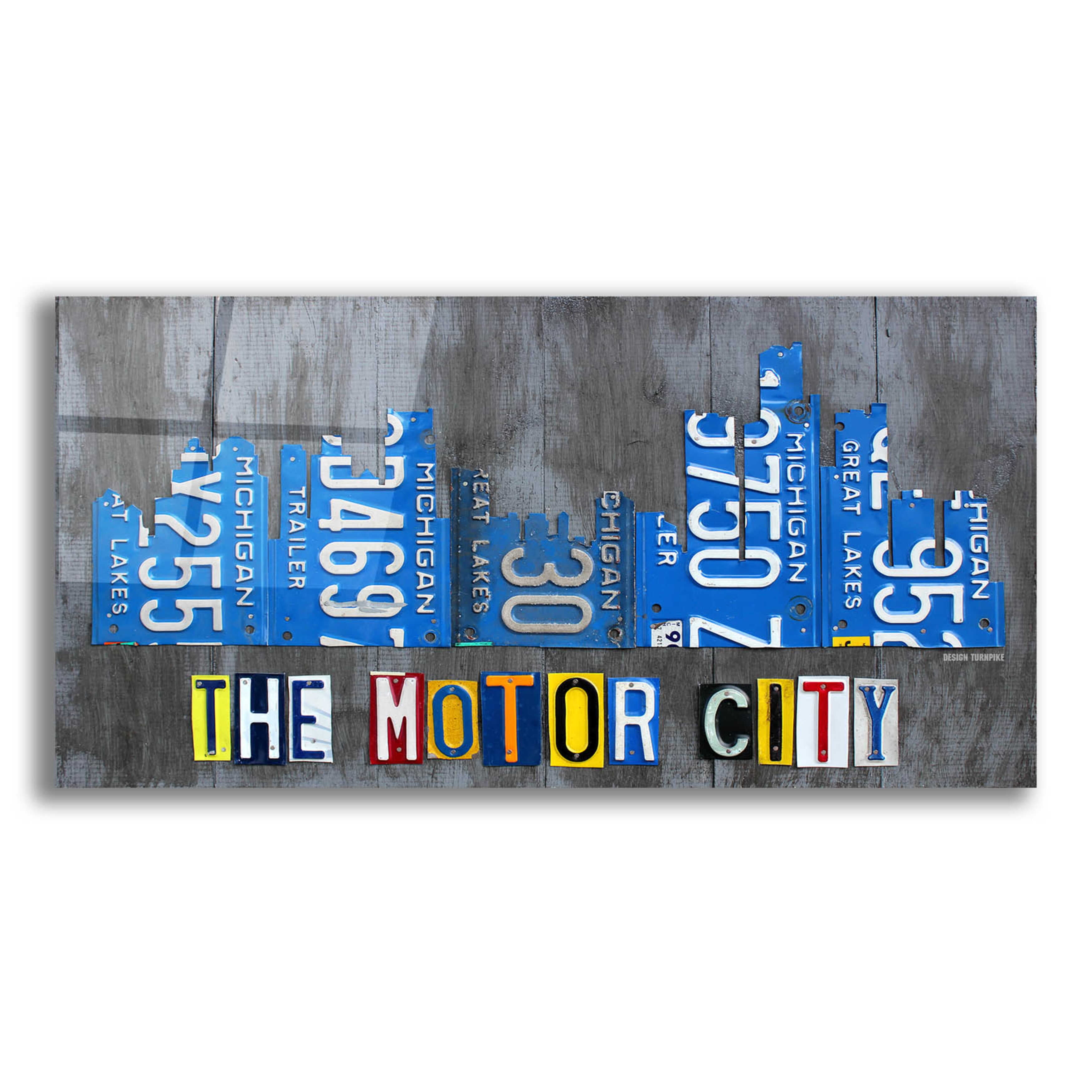 Epic Art 'Detroit City Skyline License Plate Art' by Design Turnpike ...