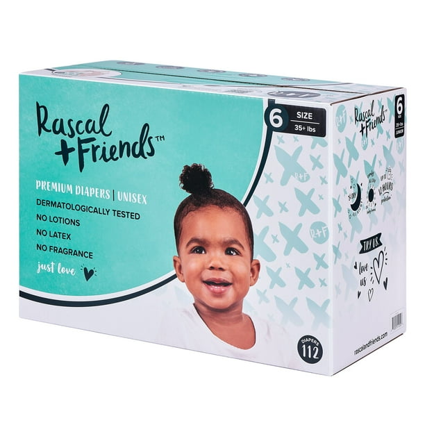 Rascal + Friends Premium Diapers, Size 6, 112 Count - Walmart.com ...