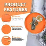 MAONAME 13" Orange Round Tray, Orange Serving Tray with Handles, Modern ...