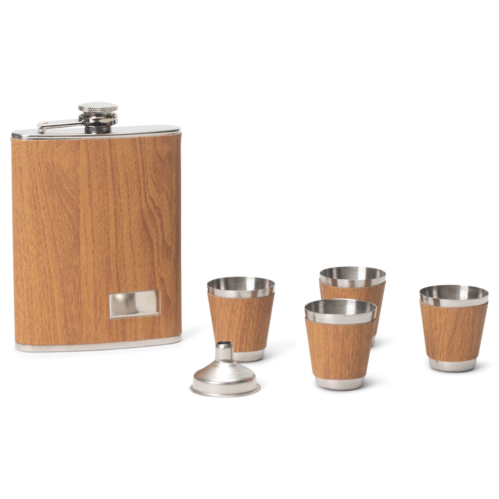 Tall Natural Brown 8 ounce Light Wood Grain Alcohol Spirits Flask 5 ...