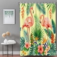 Bathroom Shower Curtain Tropical Plant Flower Flamingo Waterproof ...