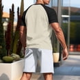 Antinious Men Patch Drop Shoulder Button Round Neck Short Sleeve Loose ...