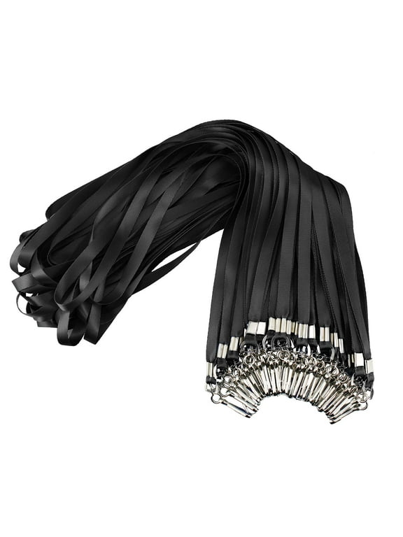 50 Pack Black Lanyard Bulk Lanyards for Id Badges Flat Lanyard with ...